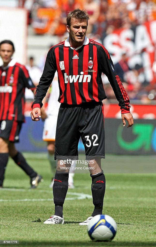 David Beckham Match Worn A.C Milan Shirt 2009 - Maldini Final Match ...
